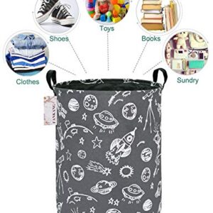 FANKANG Storage Basket, Nursery Hamper Canvas Laundry Basket Foldable with Waterproof PE Coating Large Storage Baskets for Kids Boys and Girls, Office, Bedroom, Clothes,Toys（Space Planet）