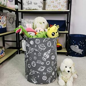 FANKANG Storage Basket, Nursery Hamper Canvas Laundry Basket Foldable with Waterproof PE Coating Large Storage Baskets for Kids Boys and Girls, Office, Bedroom, Clothes,Toys（Space Planet）