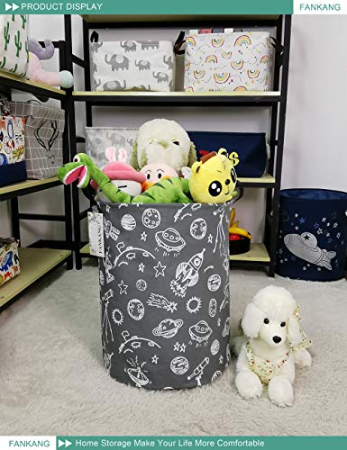 FANKANG Storage Basket, Nursery Hamper Canvas Laundry Basket Foldable with Waterproof PE Coating Large Storage Baskets for Kids Boys and Girls, Office, Bedroom, Clothes,Toys（Space Planet）