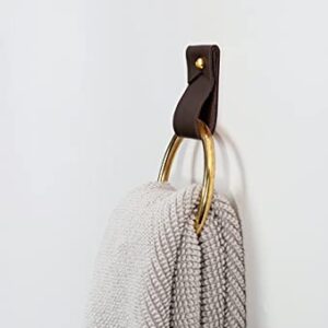 KEYAIIRA - Small Leather Wall Hook, wall hanging strap towel hook for wall leather loop strap for scarf storage boat paddle holder minimal towel bar rack storage