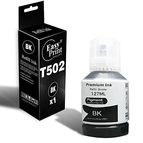 EASYPRINT Compatible (1x Black) Refill Ink Bottle Replacement for T502 502 Ink Ecotank ET2700 ET2750 ET3700 ET3750 ET4750 ET4760 ET3760 ET3710 ST2000 ST3000 ST4000, 1-Pack