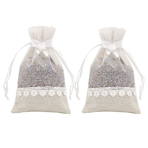 KUPOO 20PS Rose Drawstring Burlap Bags, 4x6 Inch Lace Jute Organza Favor Gift Bags for Wedding Party Favor and DIY Craft (stly A)