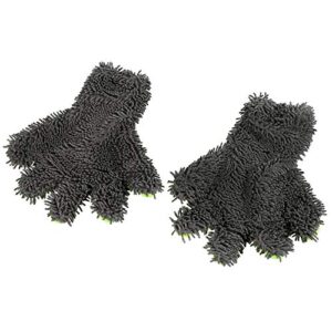 X AUTOHAUX Pair Green Gray Car Wash Mitt Microfiber Five Finger Glove Double Sided Dirt Washing Tool