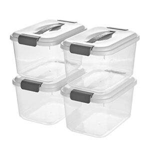 YYQX 5.5 Quart Clear Storage Bin with Lids, 4-Pack Clear Plastic Organizing Boxes with Handle/Latch, 5 Litre Stackable Plastic Storage Containers