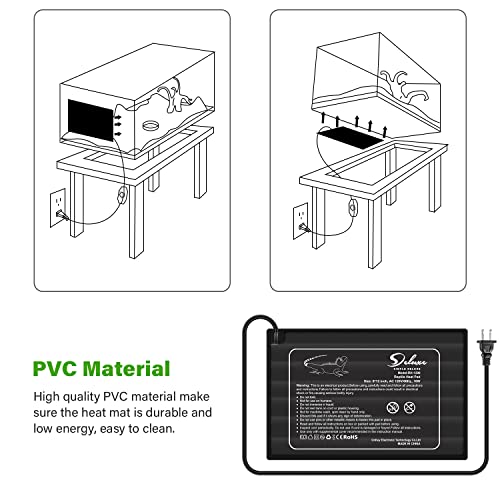 Simple Deluxe 2 Pack Reptile Heat Pad Under Tank Heater 8 X 12 Inch 16W Terrarium Warmer Heating Mat for Lizard/Spider/Frog/Turtle/Snake/Plant 30-40gal Tank, Black