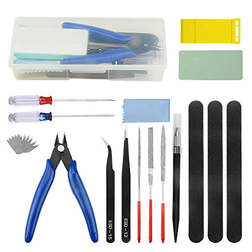 XINGYHENG 25Pcs Model Basic Tools Craft Set for Gundam Model Tools Kit with Plastic Box Model Assemble Car Hobby Model Building Repairing and Fixing DIY Craft Kit