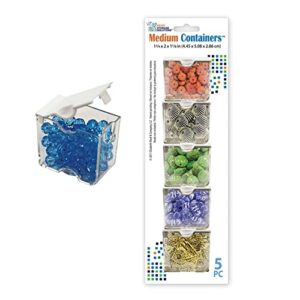 Bead Storage Solutions Elizabeth Ward 5 Piece Craft Organizing Storage Containers for Small Beads, Crystals, and Fasteners, Clear (3 Pack)