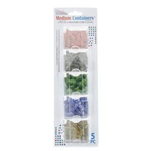 Bead Storage Solutions Elizabeth Ward 5 Piece Craft Organizing Storage Containers for Small Beads, Crystals, and Fasteners, Clear (3 Pack)