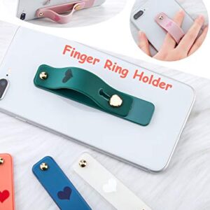 Weewooday 9 Pieces Phone Grip Holder Telescopic Finger Strap Phone Bracket Portable Phone Grips Band with Heart Pattern, Loop Finger Kickstand for Universal Cell Phones (Soft Colors)