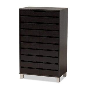 baxton studio ernest shoe cabinets, dark brown/grey