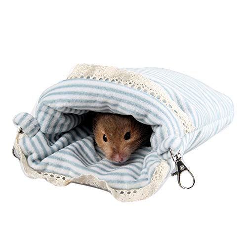 SONGBIRDTH Hamster Hammock - Hamster Chinchillas Small Pet Winter Warm Plush Sleeping Bag Pouch House Cages for Sugar Glider Ferret Squirrel Lake Blue