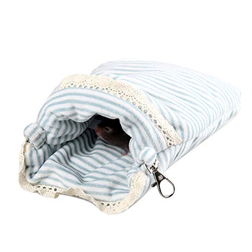 SONGBIRDTH Hamster Hammock - Hamster Chinchillas Small Pet Winter Warm Plush Sleeping Bag Pouch House Cages for Sugar Glider Ferret Squirrel Lake Blue