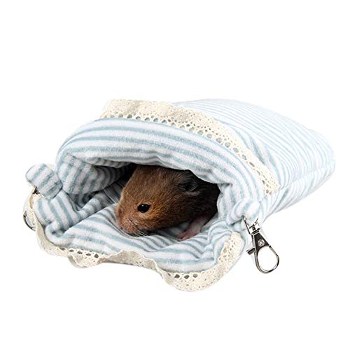 SONGBIRDTH Hamster Hammock - Hamster Chinchillas Small Pet Winter Warm Plush Sleeping Bag Pouch House Cages for Sugar Glider Ferret Squirrel Lake Blue