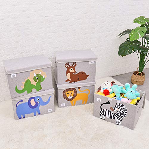 CLCROBD Foldable Large Kids Toy Chest with Flip-Top Lid, Collapsible Fabric Animal Toy Storage Organizer/Bin/Box/Basket/Trunk for Toddler, Children and Baby Nursery (Lion)