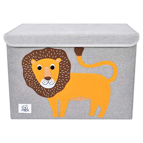 CLCROBD Foldable Large Kids Toy Chest with Flip-Top Lid, Collapsible Fabric Animal Toy Storage Organizer/Bin/Box/Basket/Trunk for Toddler, Children and Baby Nursery (Lion)