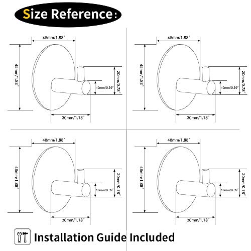 GERZWY Adhesive Hooks Heavy Duty Hooks Wall Hangers Waterproof Stainless Steel Hanger Towel Holder Stcik on Hooks for Hanging, 4 Packs (Brushed Steel)