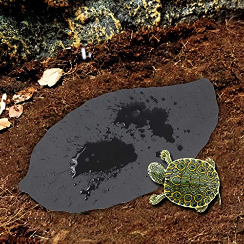 Linifar Reptile Basking Rock Plate Tortoise Feeding Platform Rock Slate Food Dish Habitat Decor for Bearded Dragon Lizard Crested Gecko Chameleon Snake