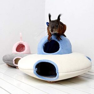 SONGBIRDTH Hamster Hammock - Fashion Squirrel Hamster UFO Shape Hanging House Small Animal Cute Warm Hammock for Sugar Glider Ferret Squirrel Blue White L