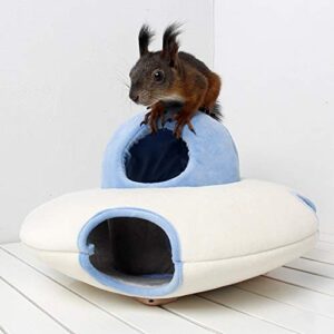 SONGBIRDTH Hamster Hammock - Fashion Squirrel Hamster UFO Shape Hanging House Small Animal Cute Warm Hammock for Sugar Glider Ferret Squirrel Blue White L