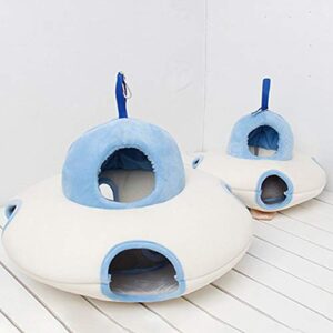 SONGBIRDTH Hamster Hammock - Fashion Squirrel Hamster UFO Shape Hanging House Small Animal Cute Warm Hammock for Sugar Glider Ferret Squirrel Blue White L