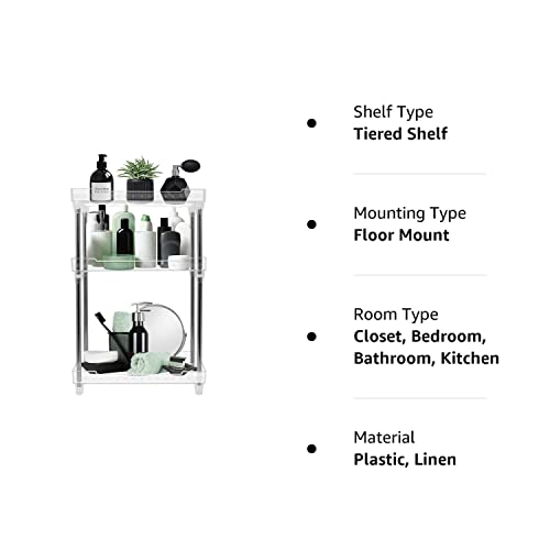 Sorbus 3-Tier Organizer Shelf Stand, Clear Storage Tray Caddy for Cosmetics, Bathroom/Kitchen Supplies,Toiletries, Counter, Vanity, Desk, Under Sink Organization