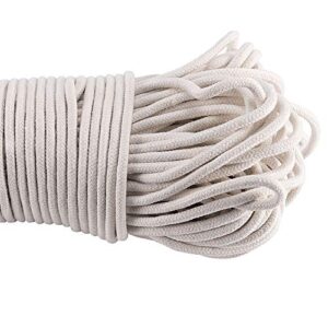 ZEONHEI 328 Feet 1/4 Inch White Natural Cotton Rope, Cotton Clothesline Rope, All-Purpose Craft Rope for Clothes Hanger, Garden Flower Potted Plants, Laundry Line Dryer, 1 Solid Rope