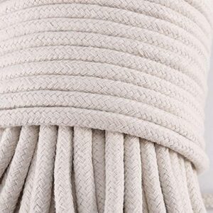 ZEONHEI 328 Feet 1/4 Inch White Natural Cotton Rope, Cotton Clothesline Rope, All-Purpose Craft Rope for Clothes Hanger, Garden Flower Potted Plants, Laundry Line Dryer, 1 Solid Rope