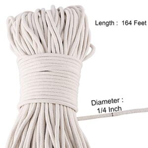 ZEONHEI 328 Feet 1/4 Inch White Natural Cotton Rope, Cotton Clothesline Rope, All-Purpose Craft Rope for Clothes Hanger, Garden Flower Potted Plants, Laundry Line Dryer, 1 Solid Rope