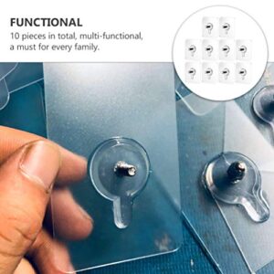 DOITOOL 10PCS Nail Free Wall Hook Screw Adhesive Hooks for Hanging, Non- Trace No Drilling Hooks for Bathroom Kitchen Installation Hanging, Waterproof Transparent Screws Hook (Nail Size 12mm)