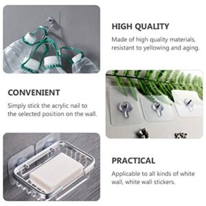 DOITOOL 10PCS Nail Free Wall Hook Screw Adhesive Hooks for Hanging, Non- Trace No Drilling Hooks for Bathroom Kitchen Installation Hanging, Waterproof Transparent Screws Hook (Nail Size 12mm)