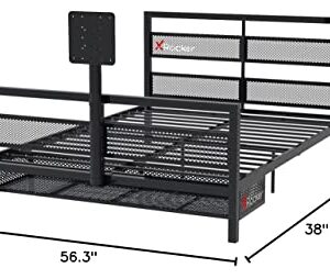 X Rocker I Basecamp Bed with TV Mount I Rotating TV Mount Mechanism I Metal Mesh Frame I Black