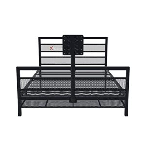 X Rocker I Basecamp Bed with TV Mount I Rotating TV Mount Mechanism I Metal Mesh Frame I Black