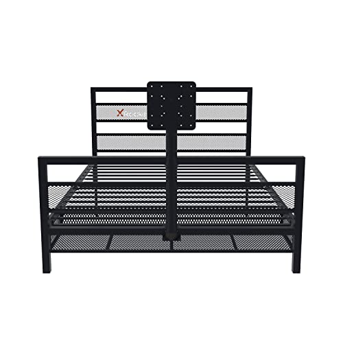 X Rocker I Basecamp Bed with TV Mount I Rotating TV Mount Mechanism I Metal Mesh Frame I Black