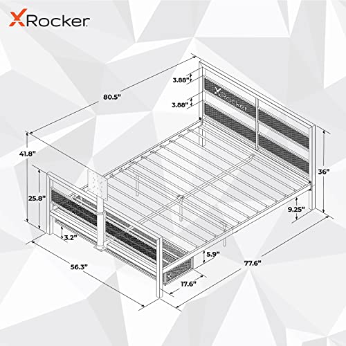 X Rocker I Basecamp Bed with TV Mount I Rotating TV Mount Mechanism I Metal Mesh Frame I Black