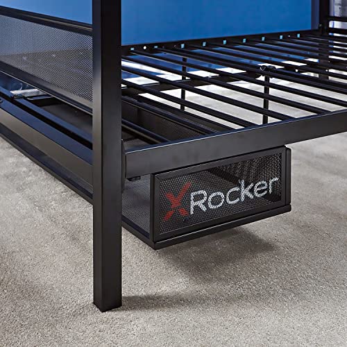 X Rocker I Basecamp Bed with TV Mount I Rotating TV Mount Mechanism I Metal Mesh Frame I Black