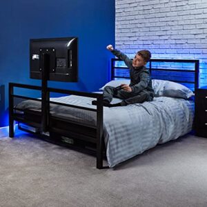 X Rocker I Basecamp Bed with TV Mount I Rotating TV Mount Mechanism I Metal Mesh Frame I Black