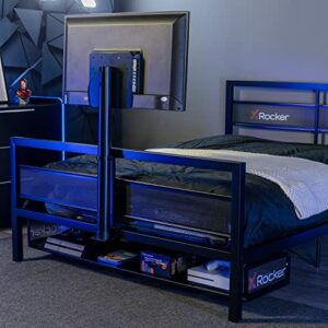 X Rocker I Basecamp Bed with TV Mount I Rotating TV Mount Mechanism I Metal Mesh Frame I Black