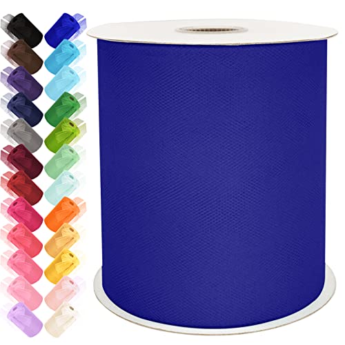 Tulle Fabric Rolls 6 Inch by 200 Yards (600 FT) Ribbon Netting Spool for Tutu Skirt Wedding Baby Shower Birthday Party Decoration Gift Wrapping DIY Crafts (Royal Blue)