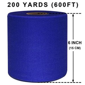 Tulle Fabric Rolls 6 Inch by 200 Yards (600 FT) Ribbon Netting Spool for Tutu Skirt Wedding Baby Shower Birthday Party Decoration Gift Wrapping DIY Crafts (Royal Blue)