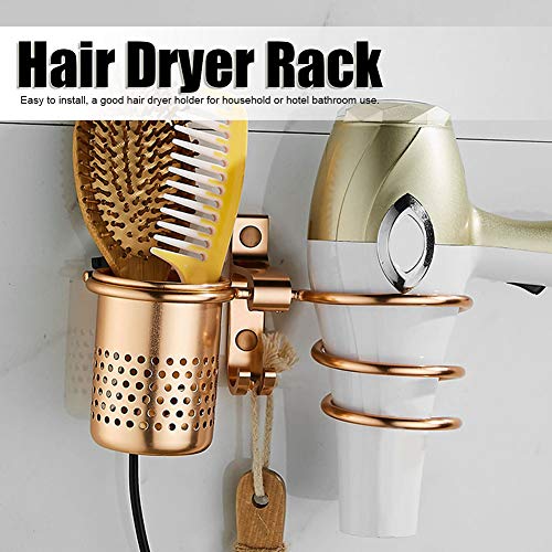 Space Aluminum Wall Mounted Hair Dryer Holder Spiral Hair Tools Hanging Rack Organizer Bathroom Storage Rack