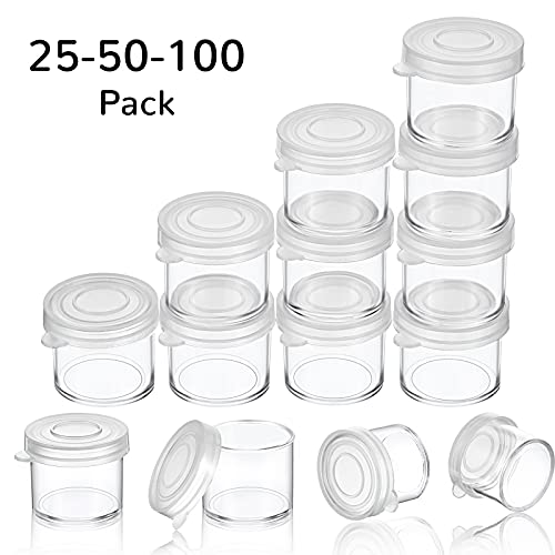 Small Paint Cup with Lids, Plastic Mini Paint Containers DIY Craft Storage Containers Craft Paint Cup for Paint Beads Seeds Clay or Others (100 Pieces)