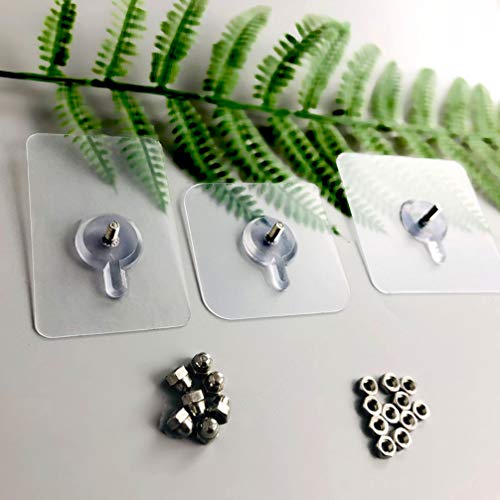 DOITOOL 10PCS Nail Free Wall Hook Screw Adhesive Hooks for Hanging, Non- Trace No Drilling Hooks for Bathroom Kitchen Installation Hanging, Waterproof Transparent Screws Hook (Nail Size 10mm)