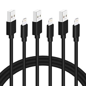 black iphone charger cord, 3-pack 3ft mfi certified fast charging cable data sync lightning to usb-a cable compatible with iphone14/13/12/ mini/pro/max/ 11/ xs/xr/se/ 8/7/ 6/ plus/ipad/airpods