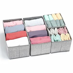 hinotori drawer organizer bins 4 pack– storage basket drawer dividers for clothes,underwear, socks – cloth container cube bins for home organization, closet, shelves, dresser