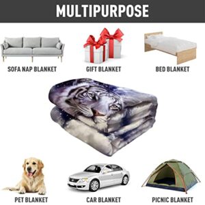 HommomH 50"x80" Blue Moon Tiger Blanket Soft Fluffy Fleece Throw for Couch Sofa Bed