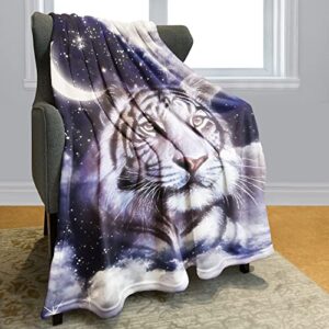 HommomH 50"x80" Blue Moon Tiger Blanket Soft Fluffy Fleece Throw for Couch Sofa Bed