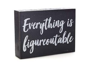 black decor - home office desk - everything is figureoutable sign - inspirational farmhouse (everything is figureoutable)