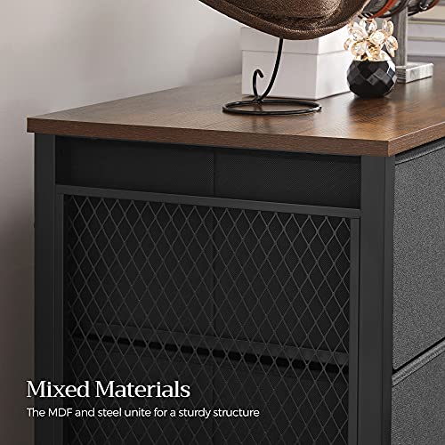 SONGMICS Dresser for Bedroom, Storage Organizer Unit with 6 Fabric Drawers, Steel Frame, for Living Room, Entryway, 6 drawers Brown + Black