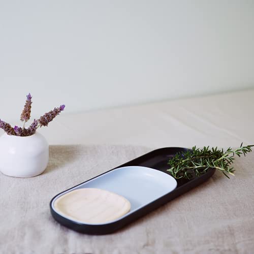 Set of 3 Modern Decorative Nesting Tray - Vanity Decor | Perfume, Makeup, Jewelry Organizer | Key Bowl | Great for Bathroom, Bedroom, Kitchen, and Entryway (Blue)