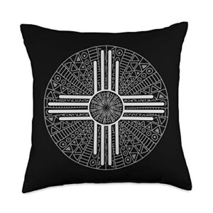 eddart new mexico native american zia symbol-pride mandala 2 throw pillow, 18x18, multicolor